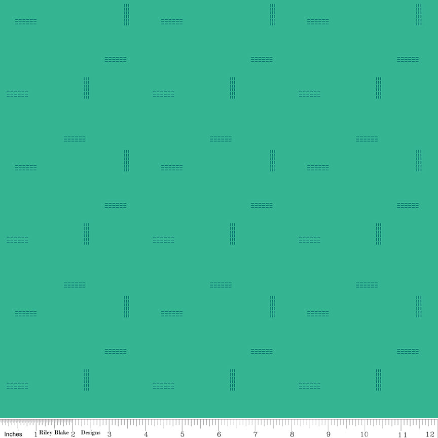 Make Stitched Up Alpine Green Fabric by Kristy Lea for Riley Blake Des ...