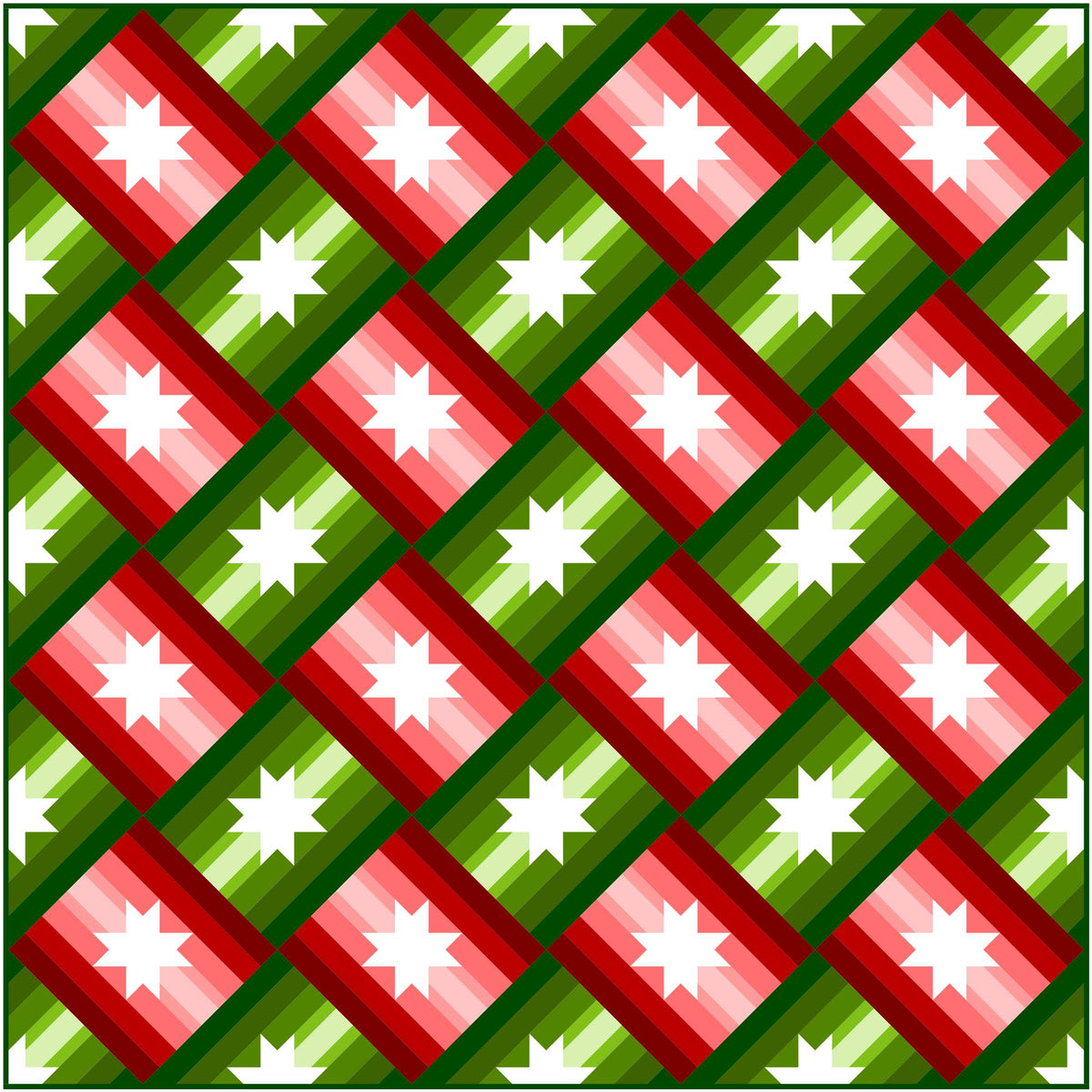 Christmas Slanted Star Quilt Kit by Sewcial Stitch 4 size options Red
