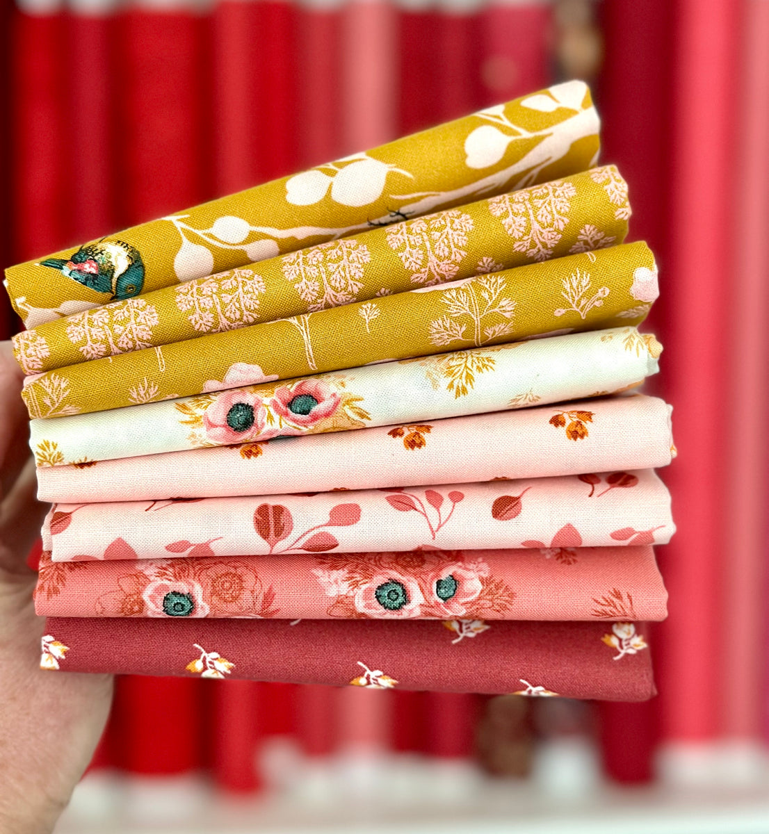 Porch Swing Pink and Gold Fat Quarter Bundle by Ashley Collett for Ril ...