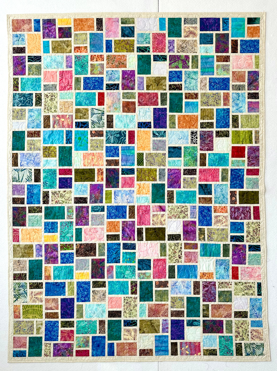 Sashed Batik Geometric Finished Quilt 55.5" x 75.5" – Sewcial Stitch