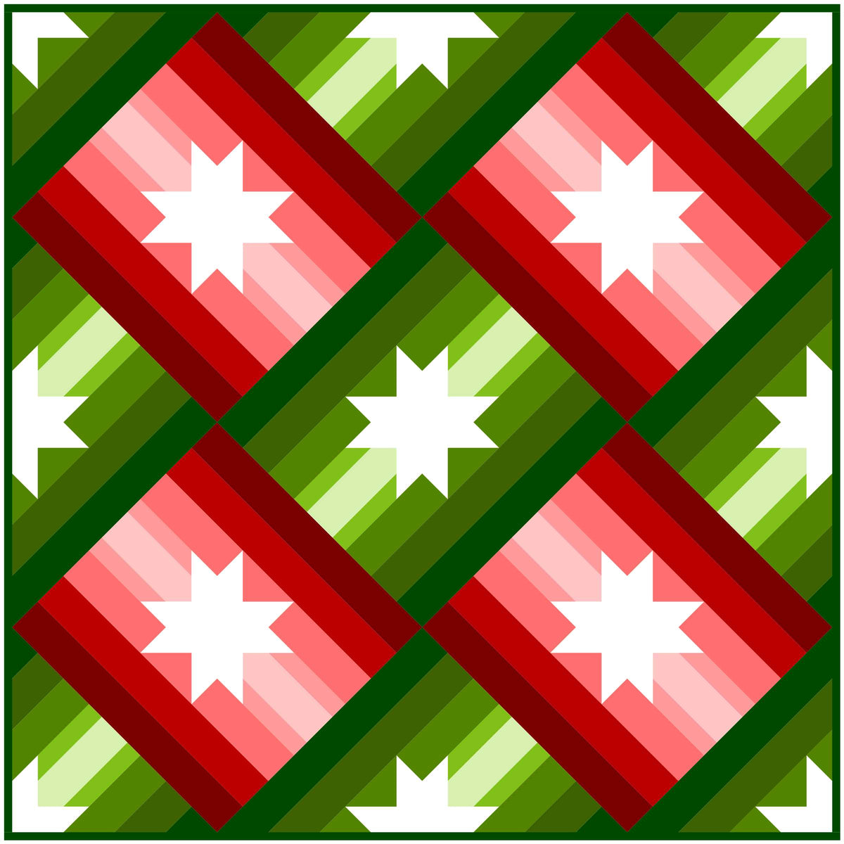 Christmas Slanted Star Quilt Kit by Sewcial Stitch 4 size options Red